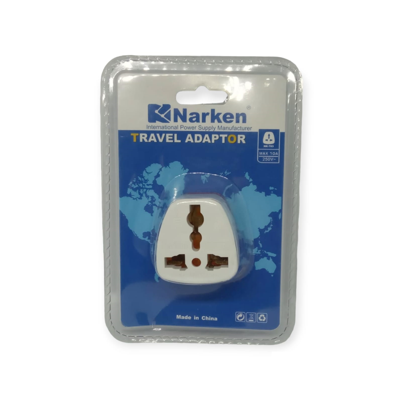 Adaptador Europeo Plug Plano Viajero Narken NK-703-A