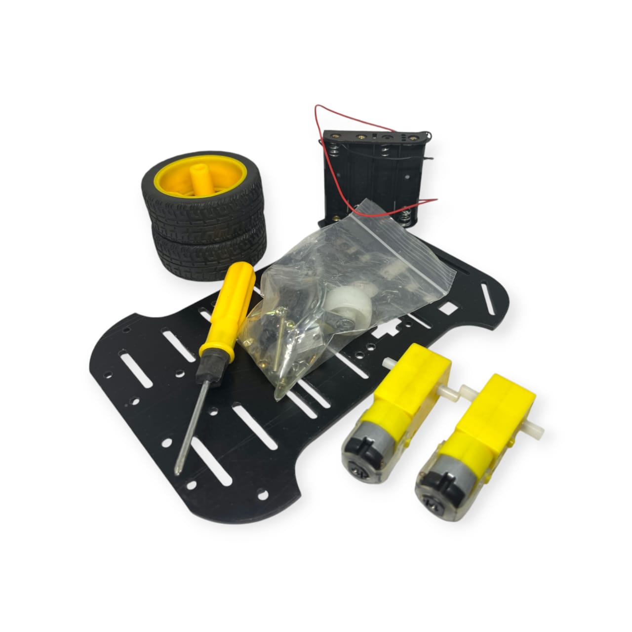 Kit Chasis de Robot con Rueda Loca Acrílico Negro
